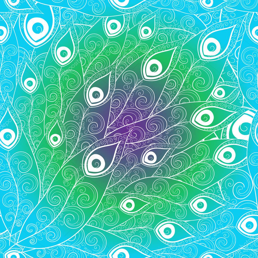 Vector: peacock motifs | Peacock feather pattern vector seamless ...