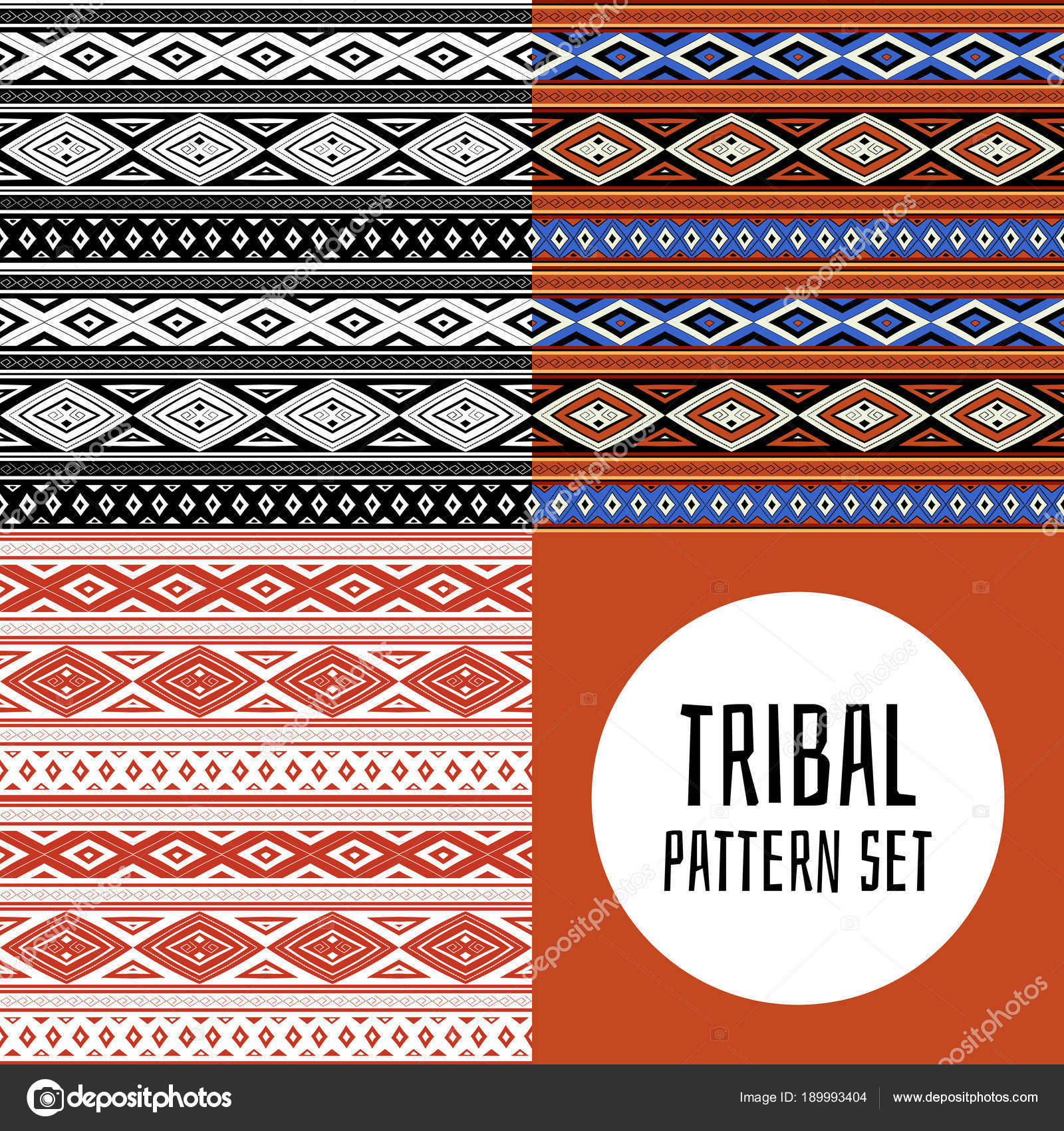 Set of tribal pattern vector seamless. Native American, Aztec, Mexican ...