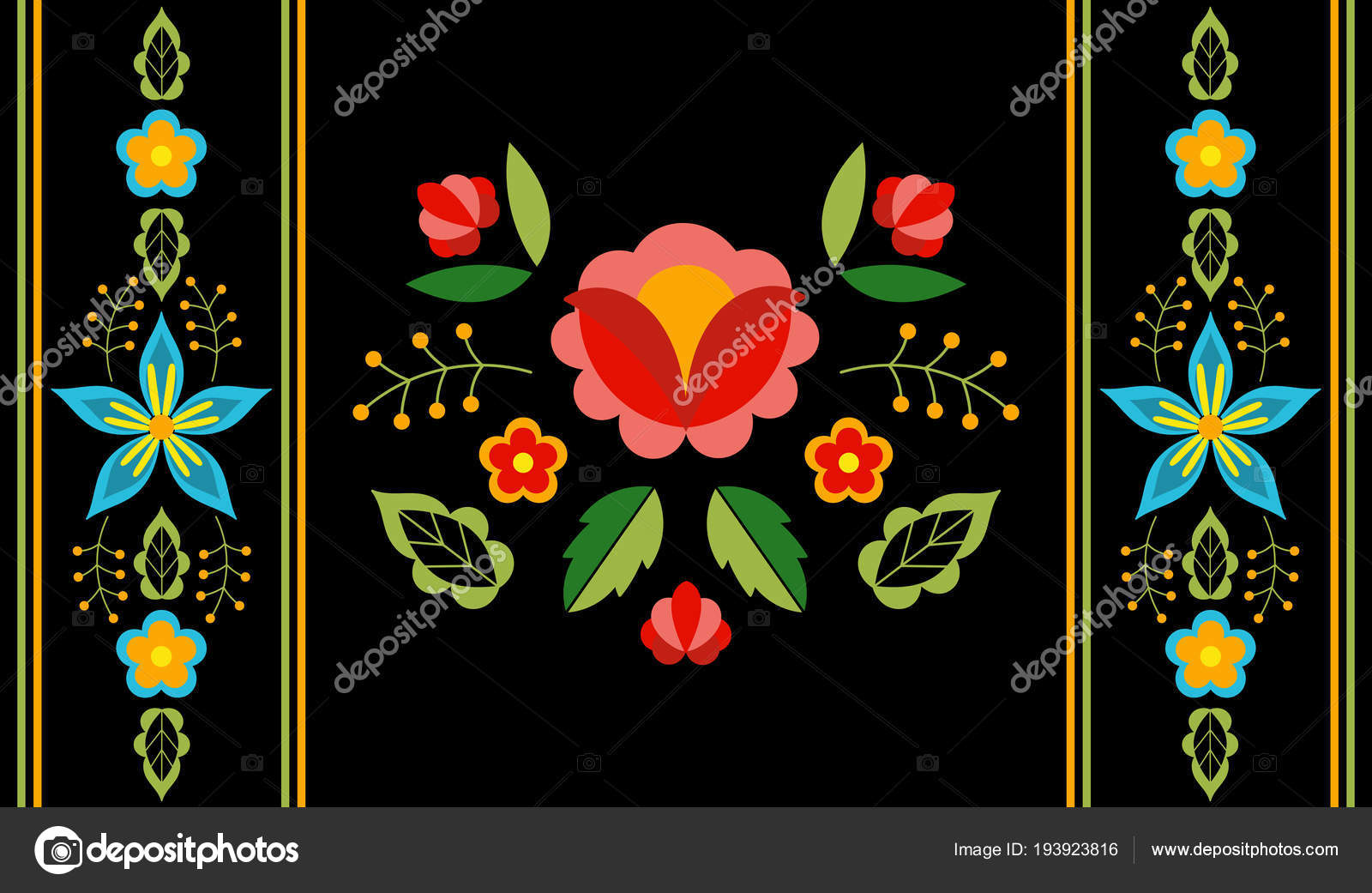 Polish folk pattern vector. Floral ethnic ornament. Slavic eastern ...