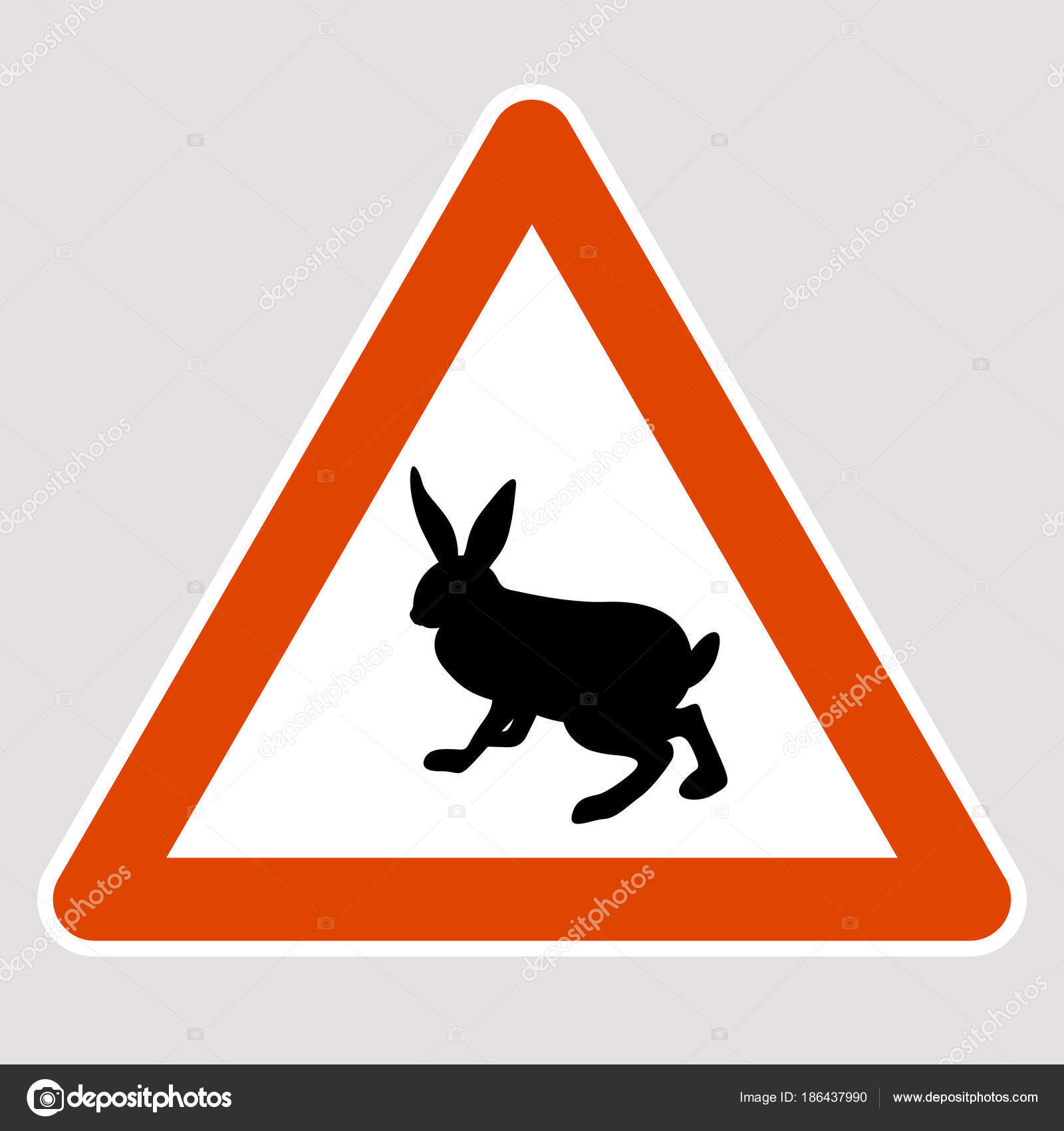 Rabbit black silhouette road sign vector illustration Stock Vector ...