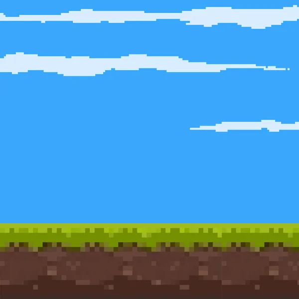 Pixel Art Game Background Ground Grass Sky Clouds Pixel Art Stock ...
