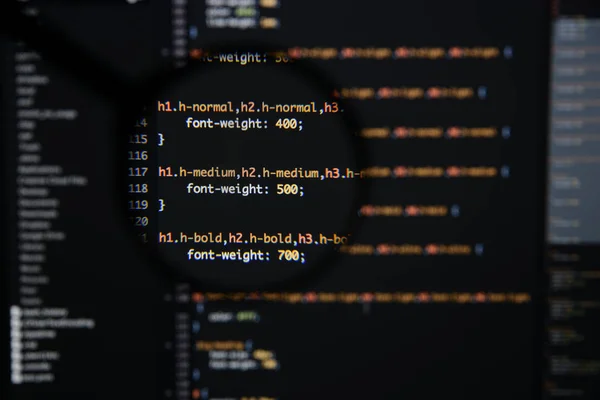 Real css code developing screen. Programing workflow abstract al - Stock Image - Everypixel