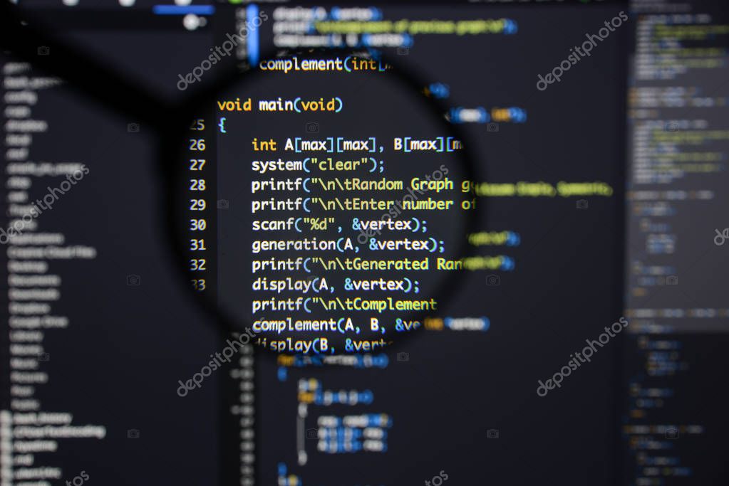 Pantalla de desarrollo de código real c / c + +. Programación abstrac ...