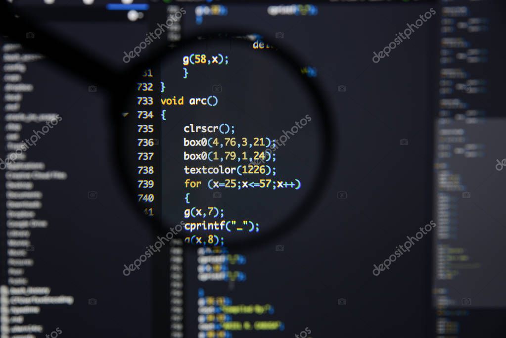 Pantalla de desarrollo de código real c / c + +. Programación abstrac ...