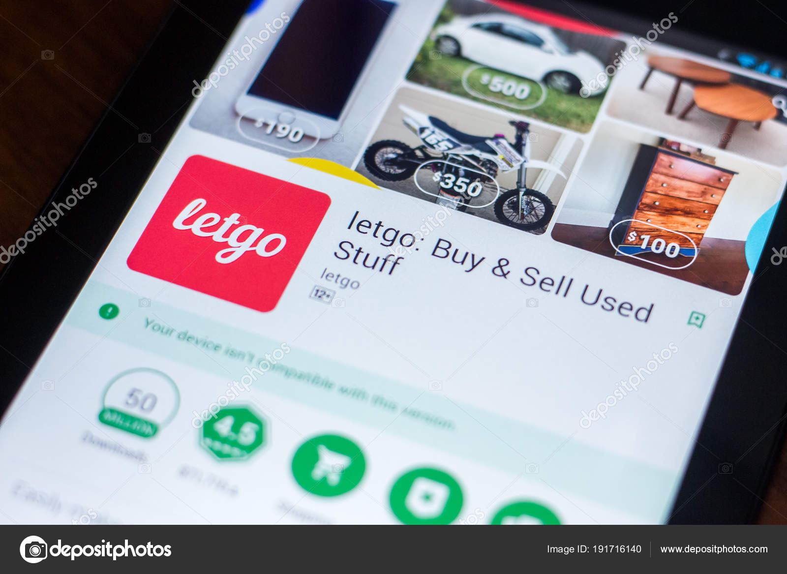 Ryazan, Russia - March 21, 2018 - LetGo mobile app on the display of ...