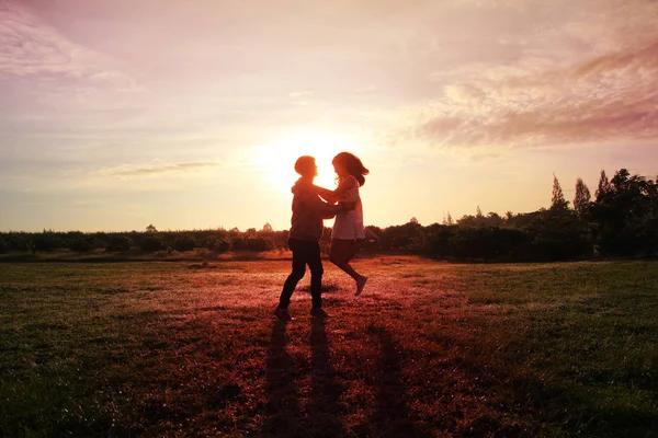 Shadow image of couples holding hands with the morning light wit Stock ...