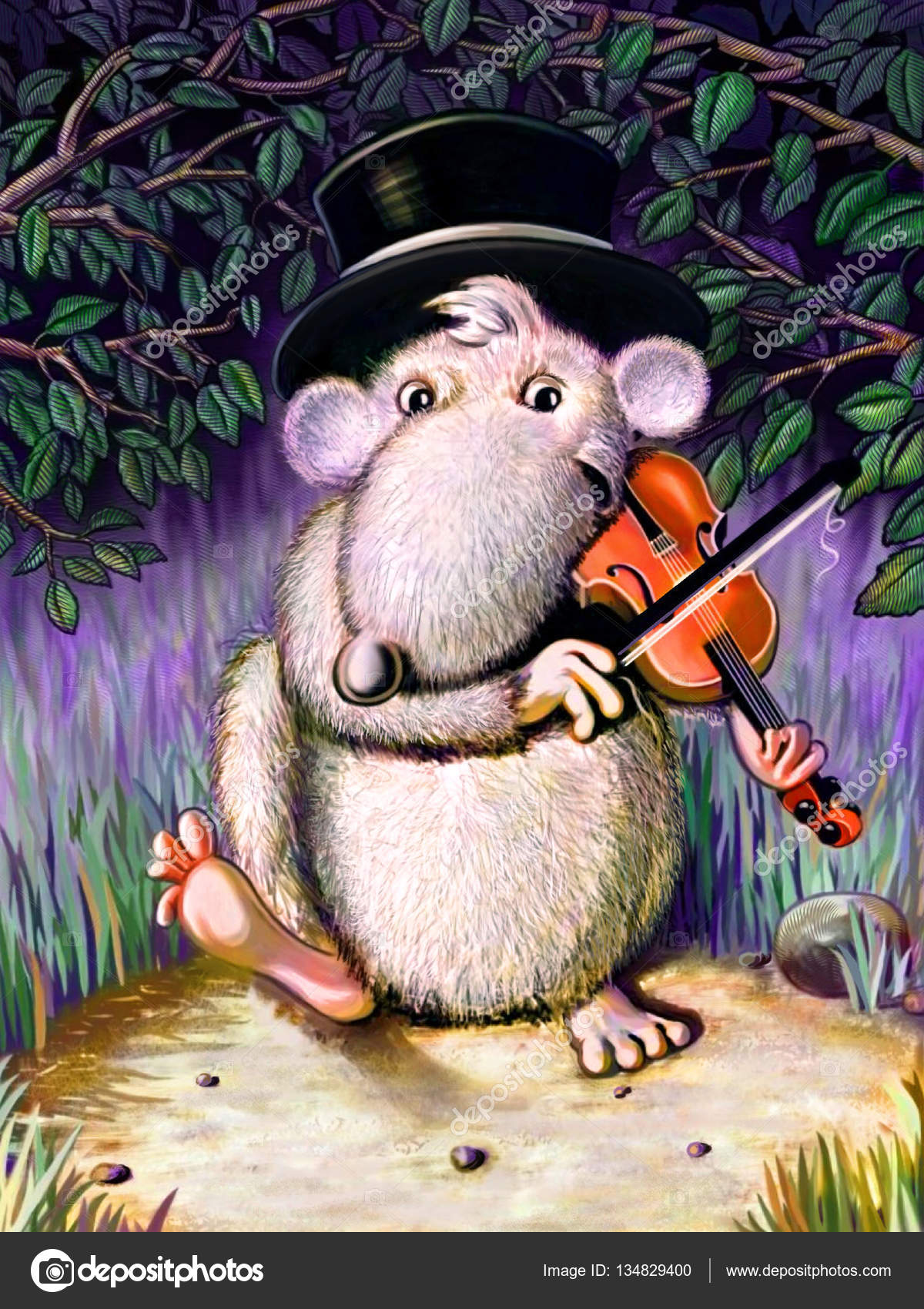 Fiddle Mouse in Tophat — Stock Photo © aroderick #134829400