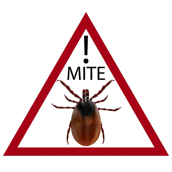 Warning Symbol parasite sign. Spider mites. Red mite. Epidemic. Mite ...