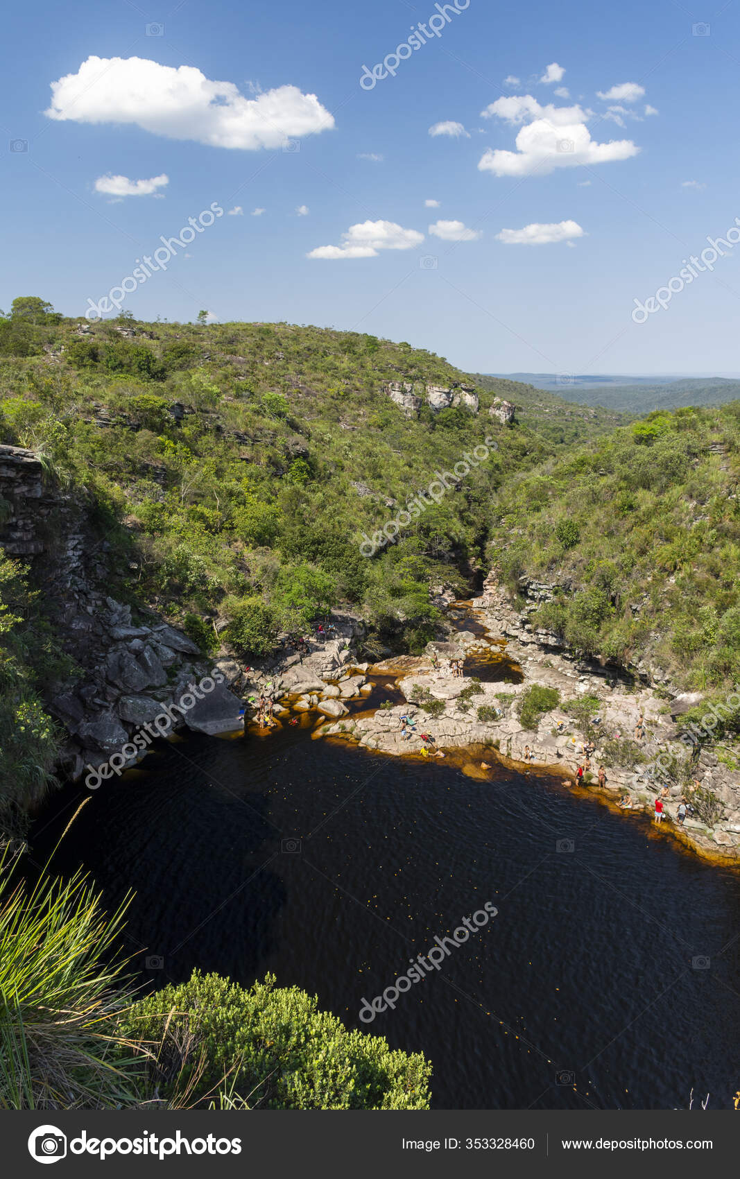 Beautiful Natural River Dark Water Cerrado Landscape Chapada Diamantina ...