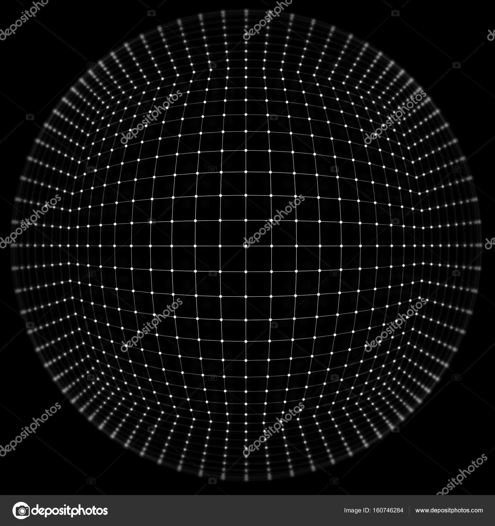 3D Sphere ,Edges and Points. Sphere Illustration. 3D Grid Design in ...