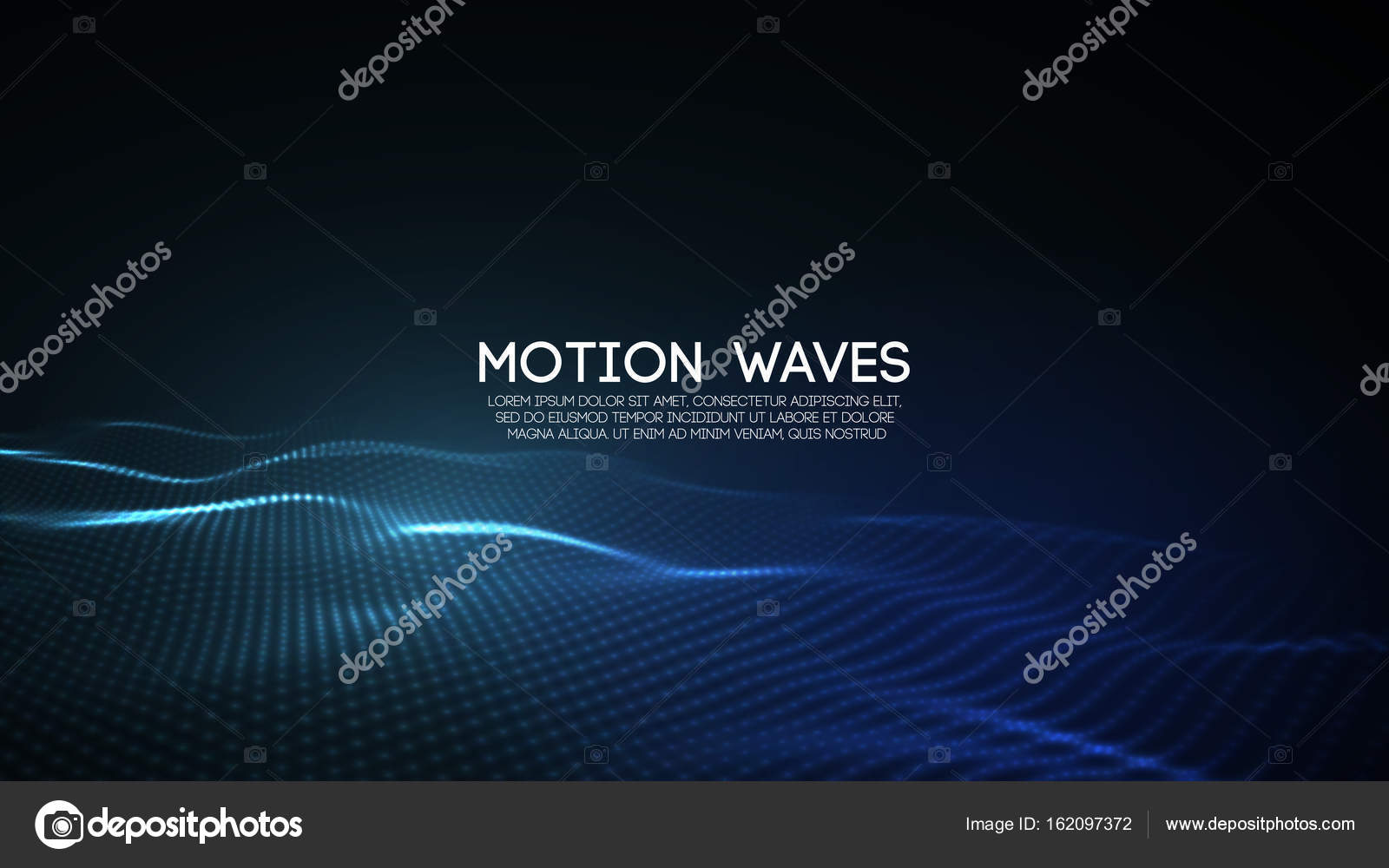 3D glowing abstract digital wave particles. Futuristic vector illustration. HUD element ...