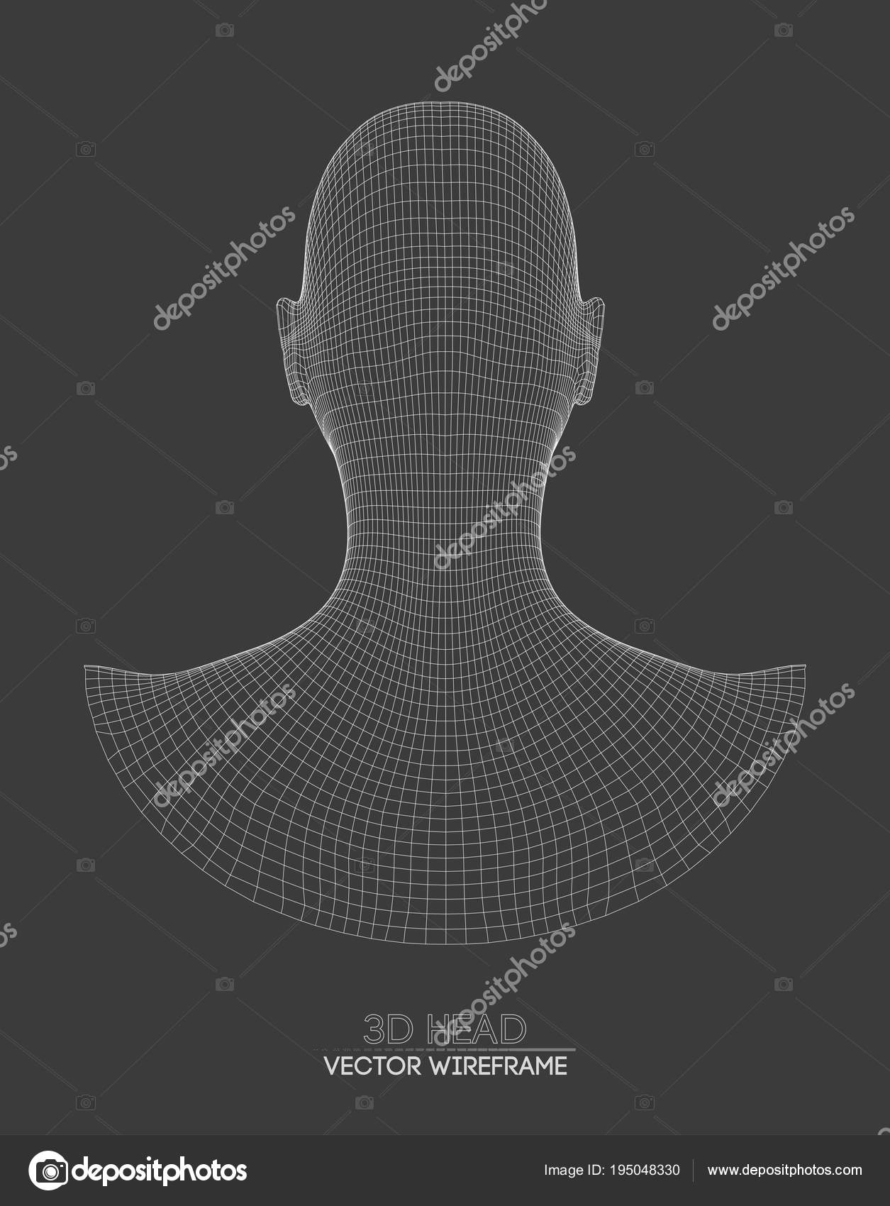 3d head wireframe vector. Drawing of wireframe head 3d model. Vector ...
