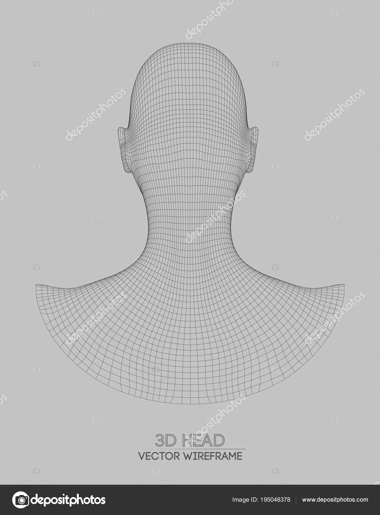 3d head wireframe vector. Drawing of wireframe head 3d model. Vector ...