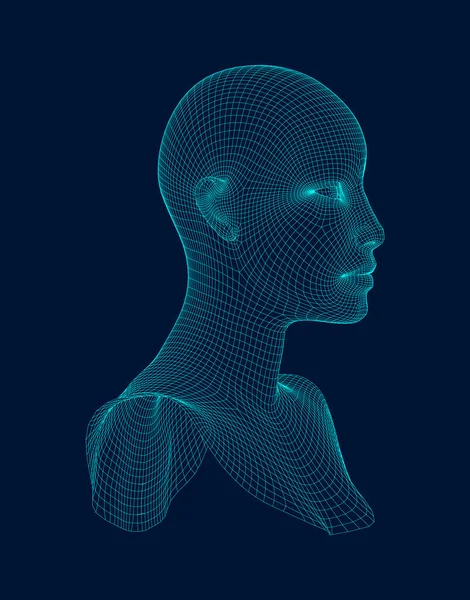 3d head wireframe vector. Drawing of wireframe head 3d model. Vector ...