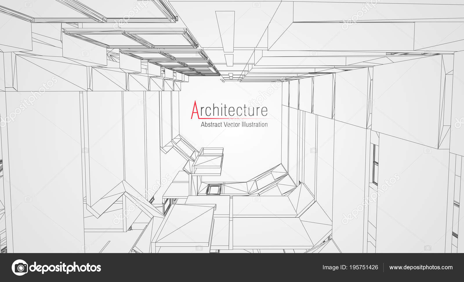 현대 건축 와이어 프레임입니다 도시 와이어 프레임의 개념입니다 와이어 프레임 건물 건축 Cad의 그림 그리기 스톡 벡터 ©damiengeso 195751426