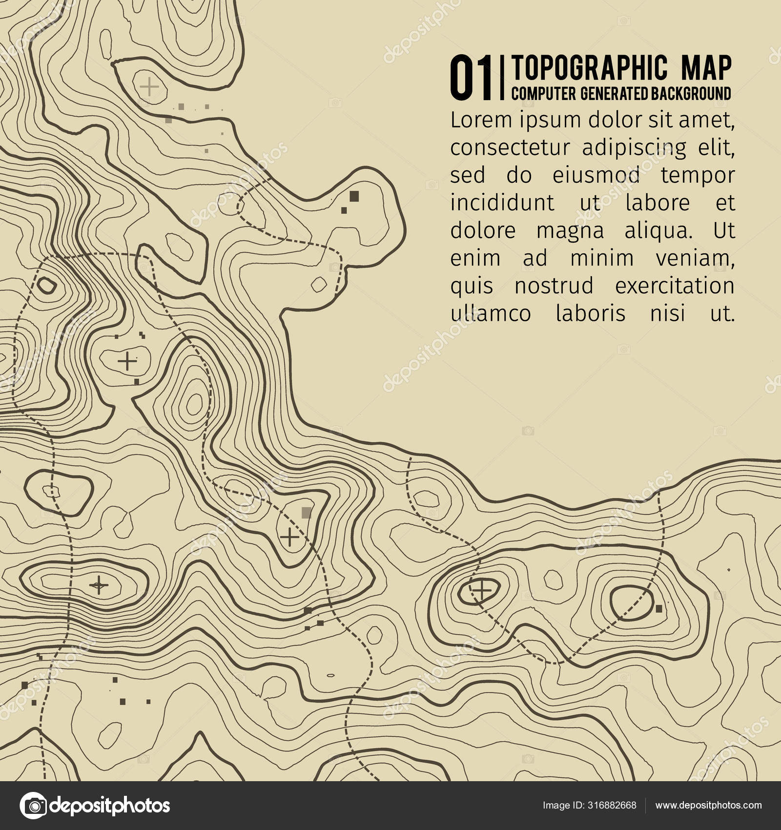 Topografisk karta bakgrund med utrymme för kopia. Linje topografi karta ...