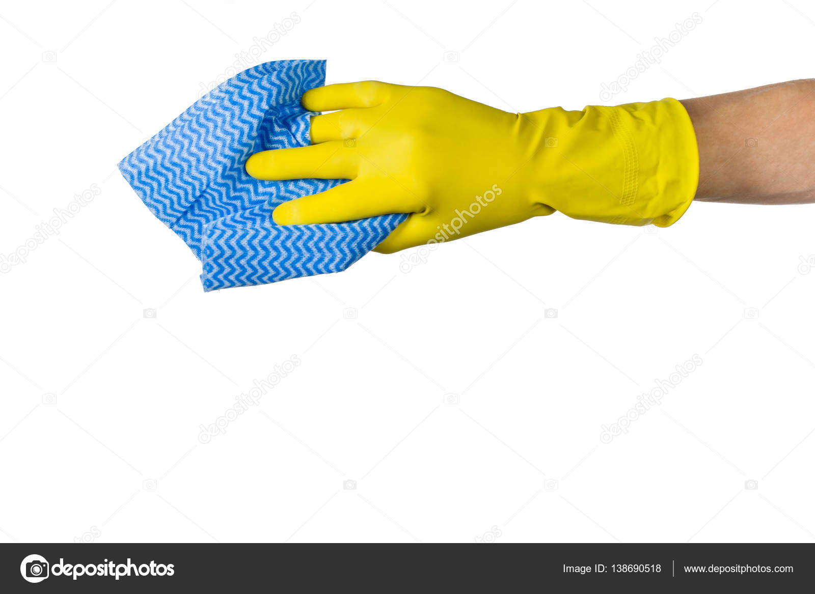 Hand cleaning with microfiber cloth isolated on white background Stock ...