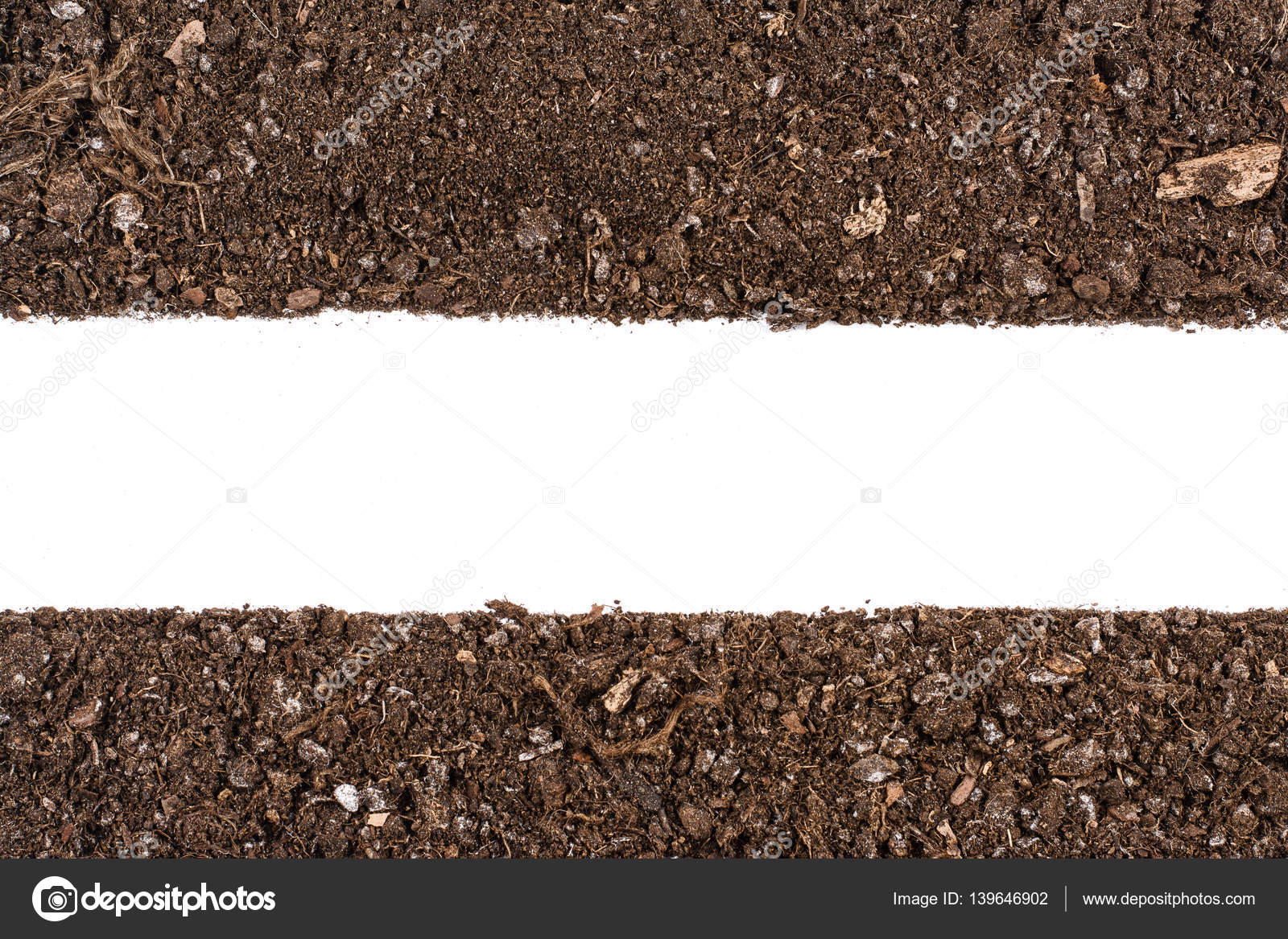 Garden soil texture frame background top view isolated on white Stock ...