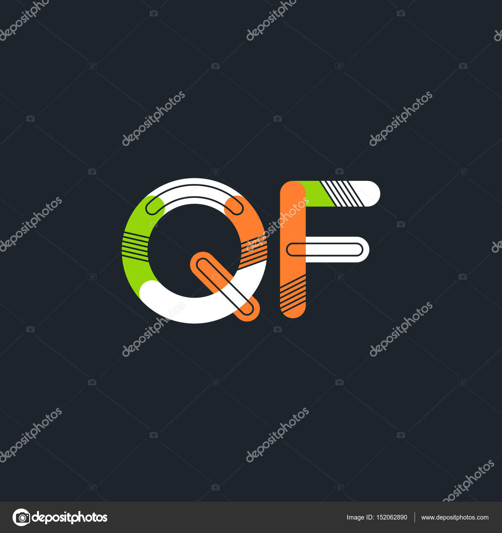 QF letras conectadas logotipo Vetor de stock de ©brainbistro 152062890
