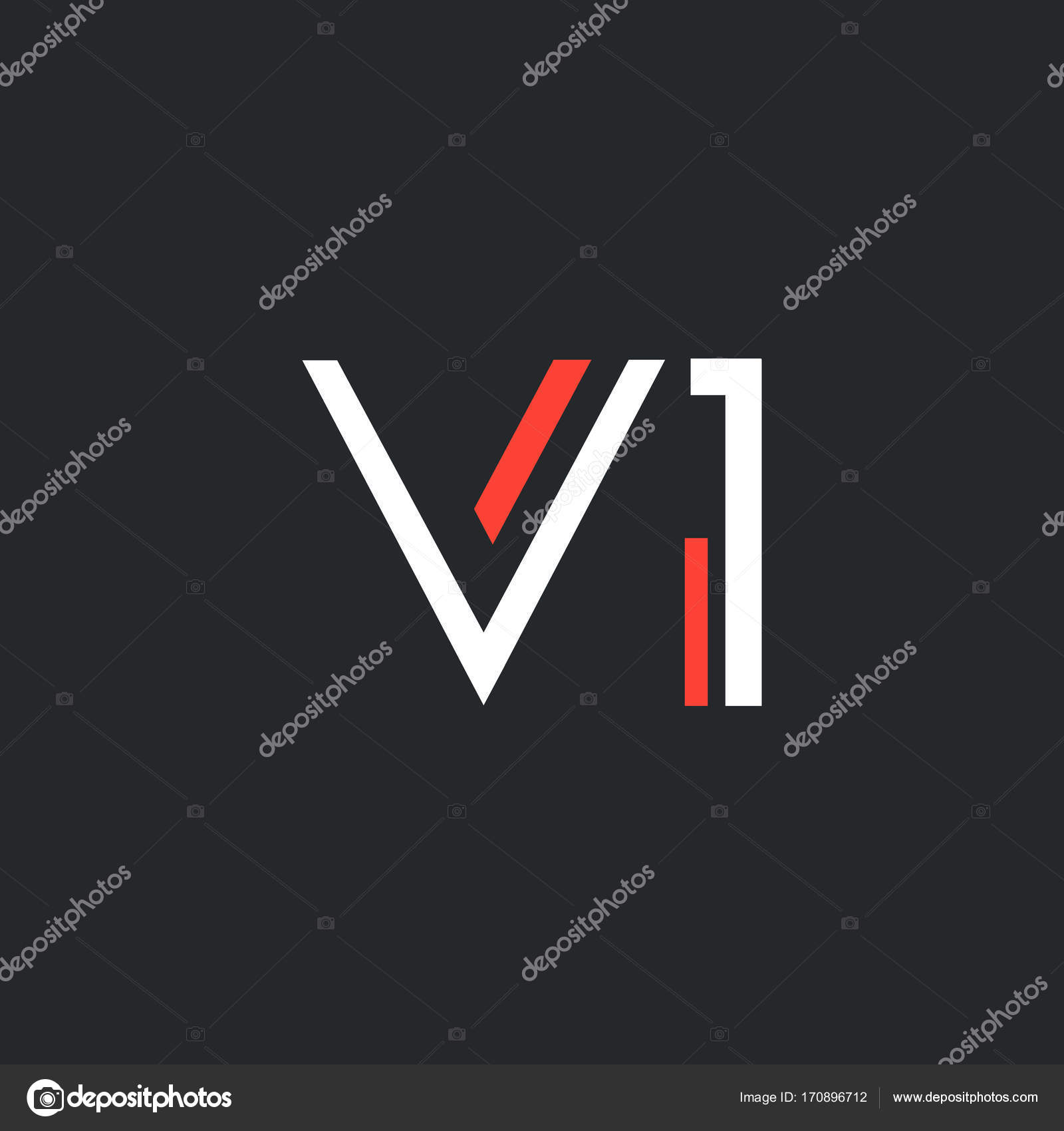 Logo with letter and number V1 Stock Vector by ©brainbistro 170896712