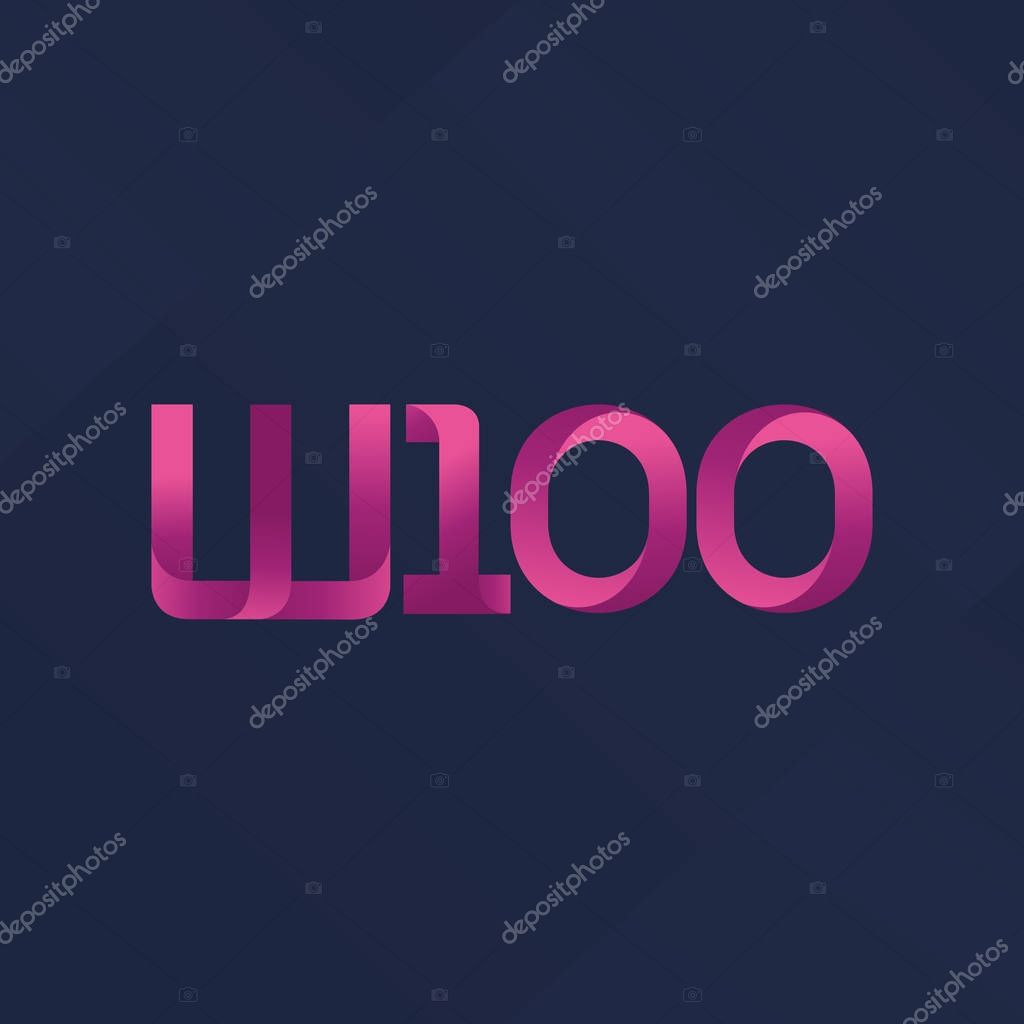 Logotipo de letra conjunta W100, ilustración vectorial 2022