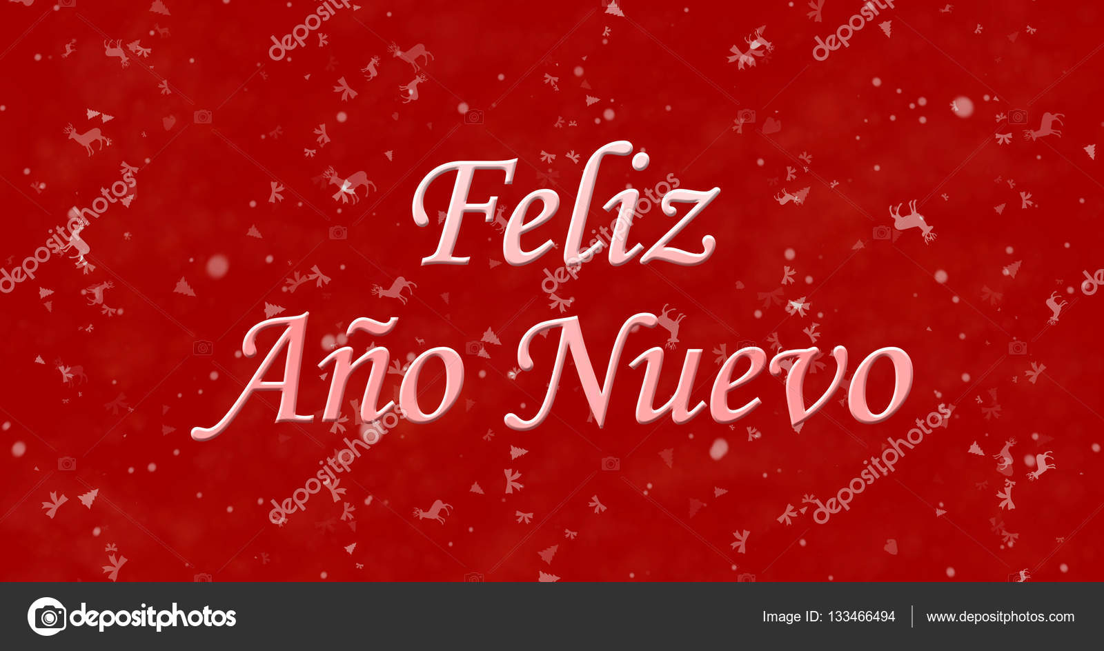 Happy New Year text in Spanish "Feliz ano nuevo" on red background ...