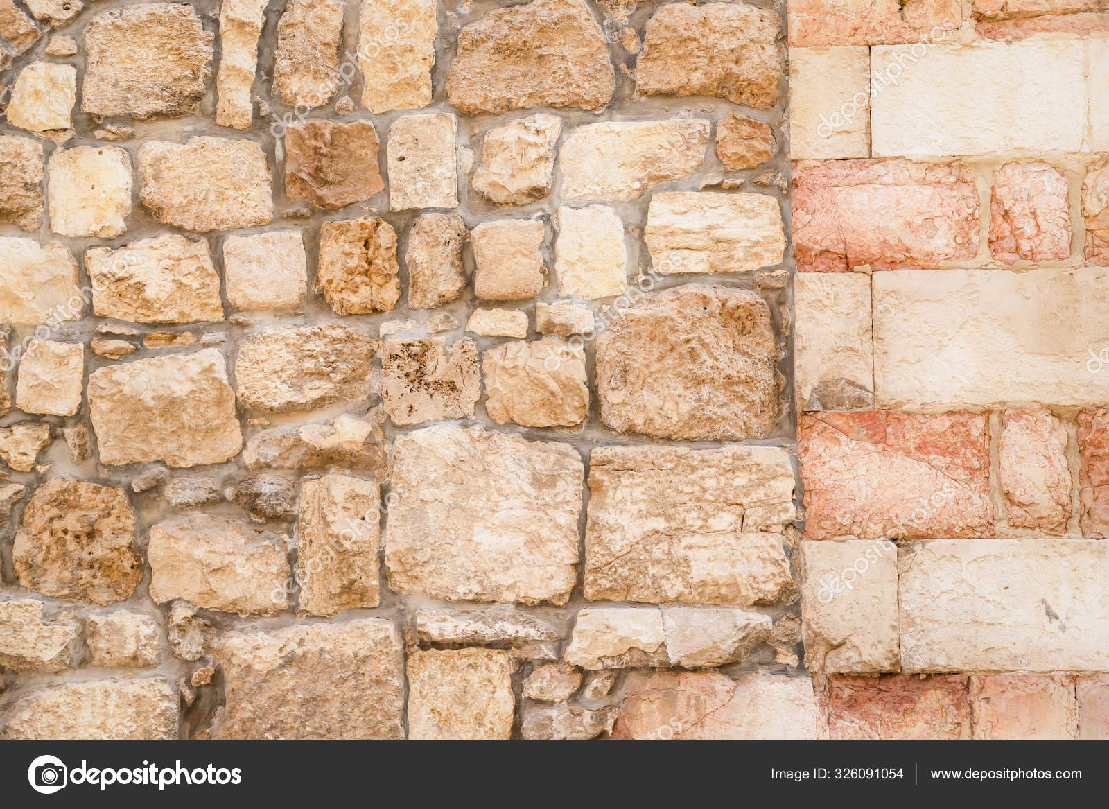 Stone wall texture. Old cobble stoned background. Details. Jerusalem ...