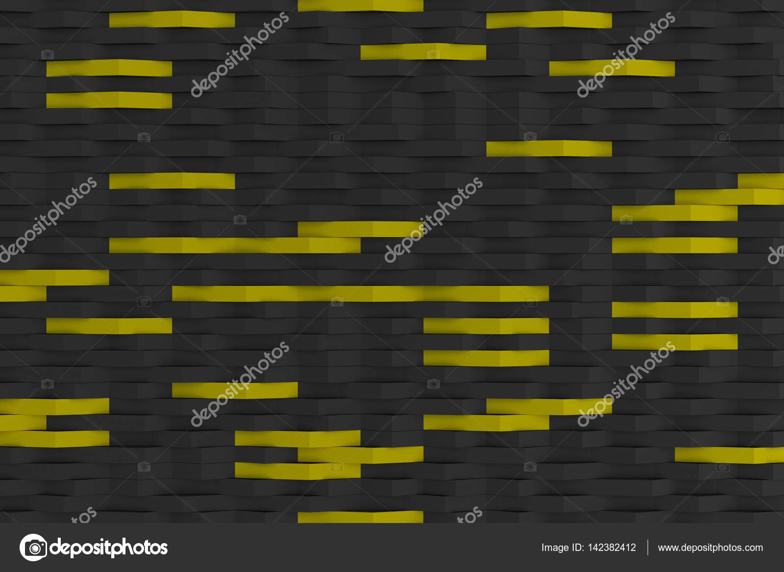 3D rendering of black matte plastic waves with colored elements Stock ...