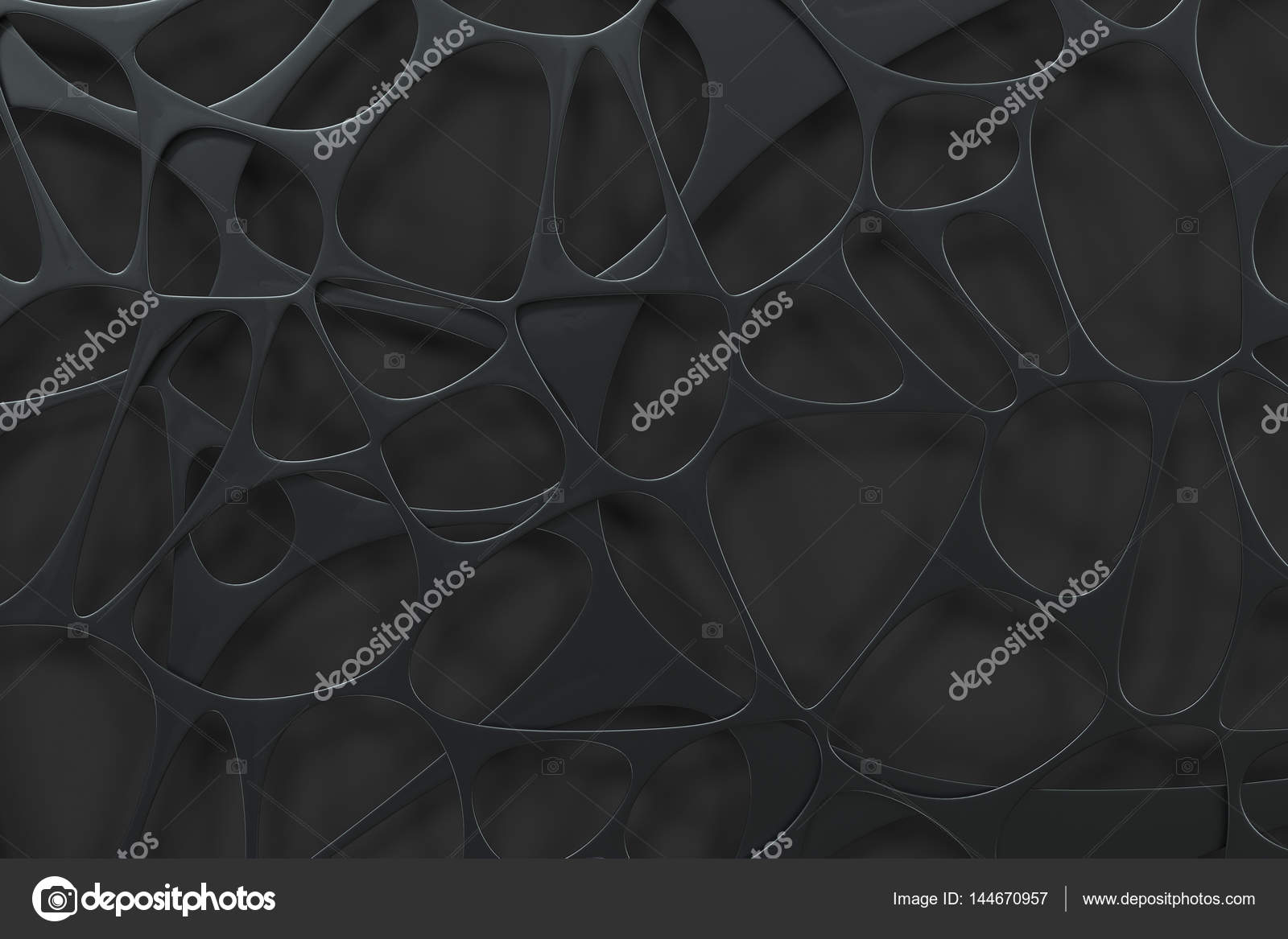 Abstract 3d voronoi organic structure on black background — Stock Photo ...