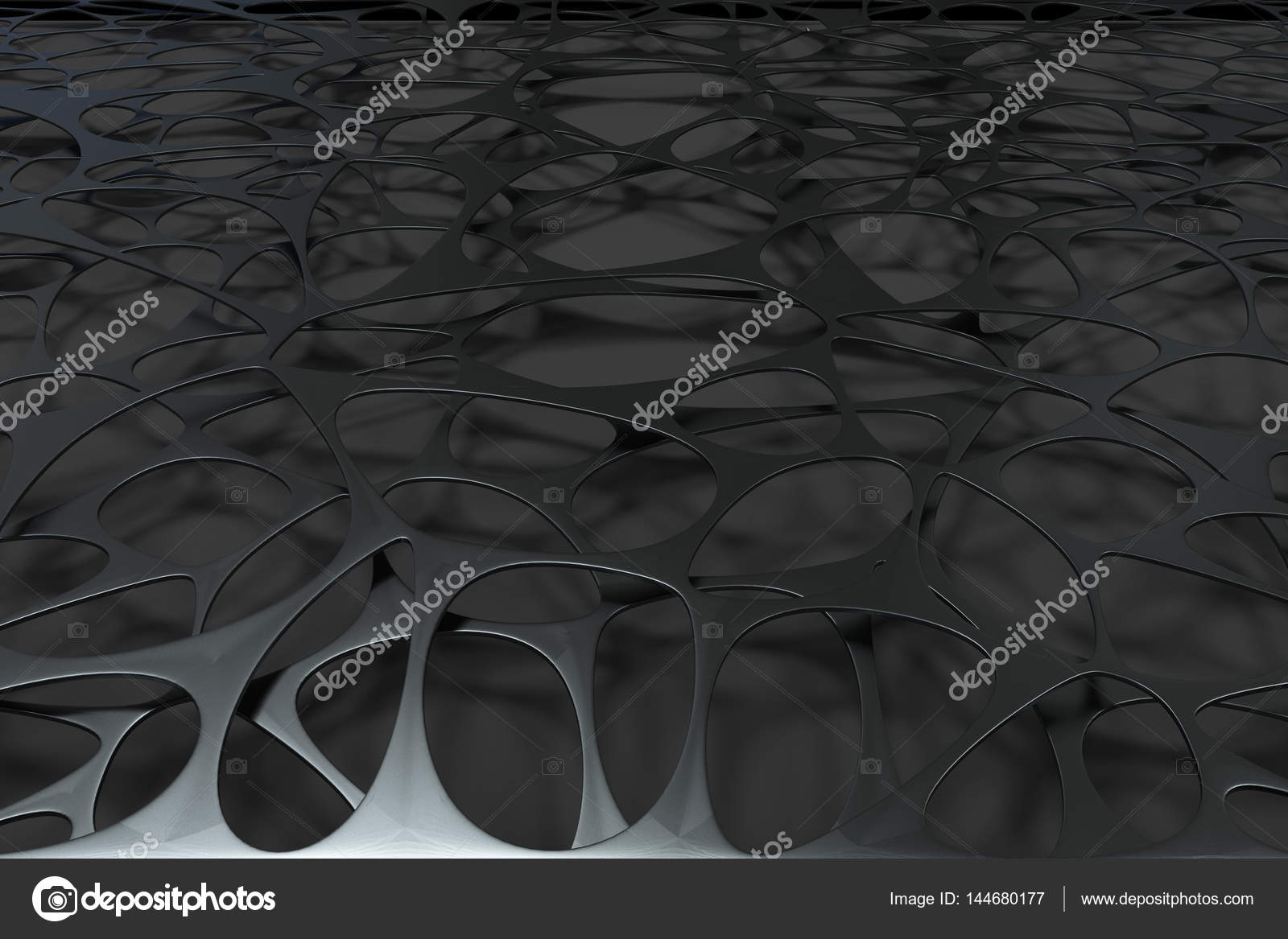 Abstract 3d voronoi organic structure on black background — Stock Photo ...
