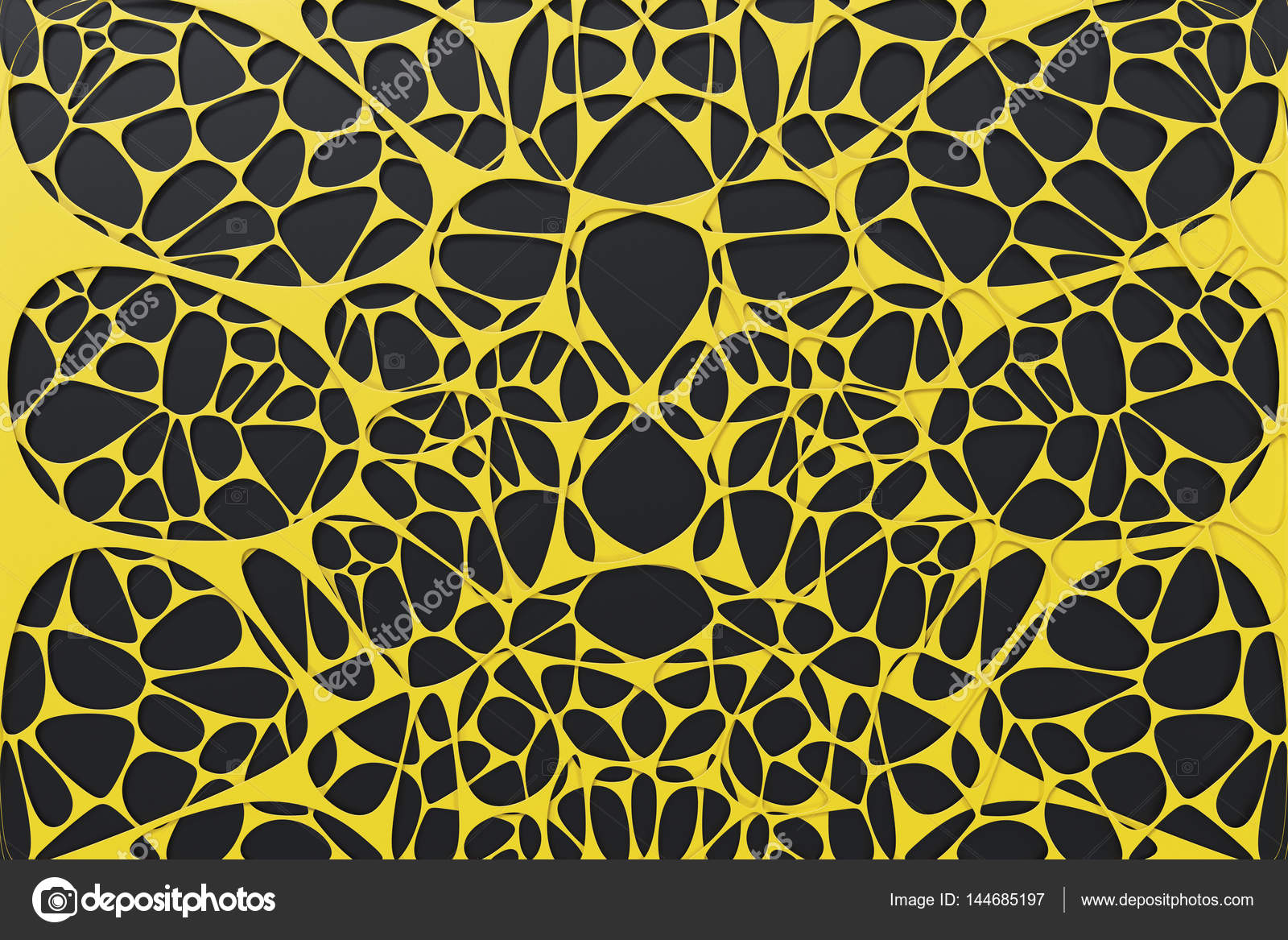Abstract 3d voronoi organic structure on black background — Stock Photo ...