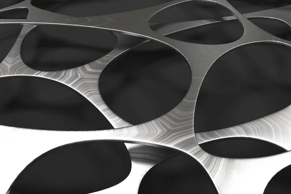 Brushed metal voronoi organic structure on black background — Stock ...