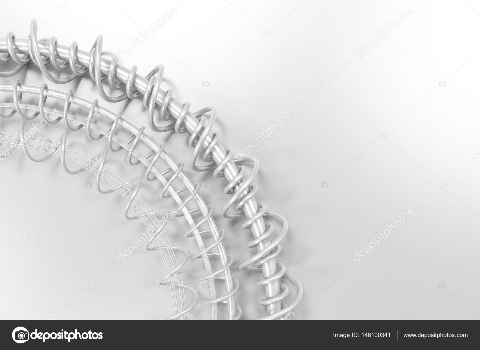 Forma concéntrica hecha de anillos y espirales sobre fondo blanco ...
