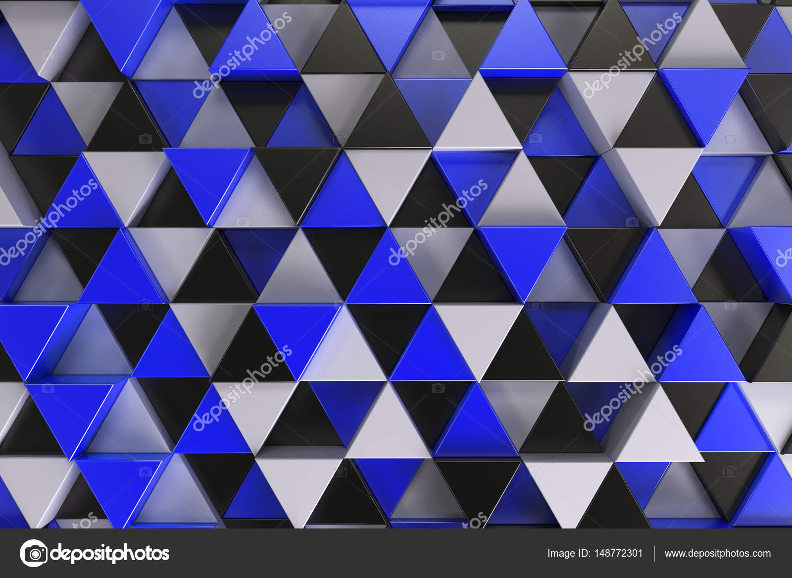 Pattern of black, white and blue triangle prisms Stock Photo by ...