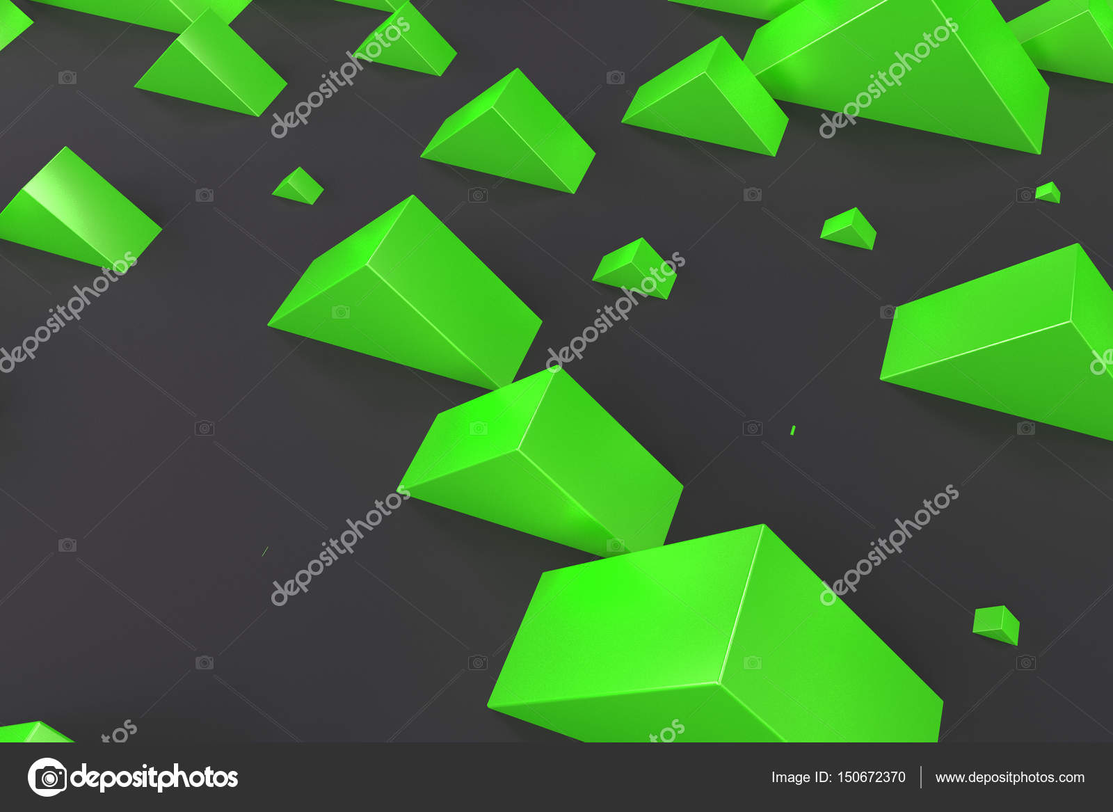 Green rectangular shapes of random size on black background Stock Photo ...