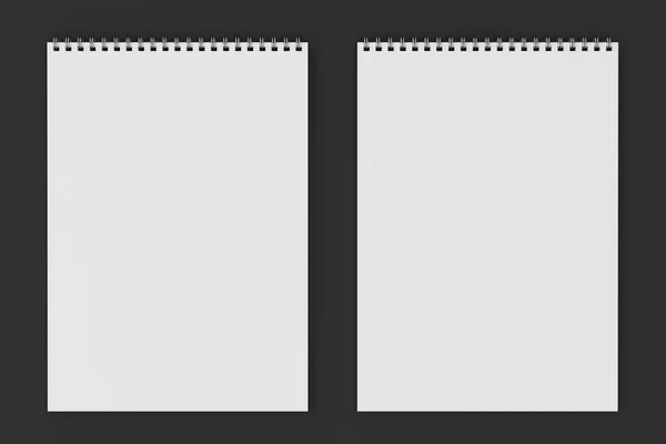 Blank red notebook with metal spiral bound on black background — Stock ...