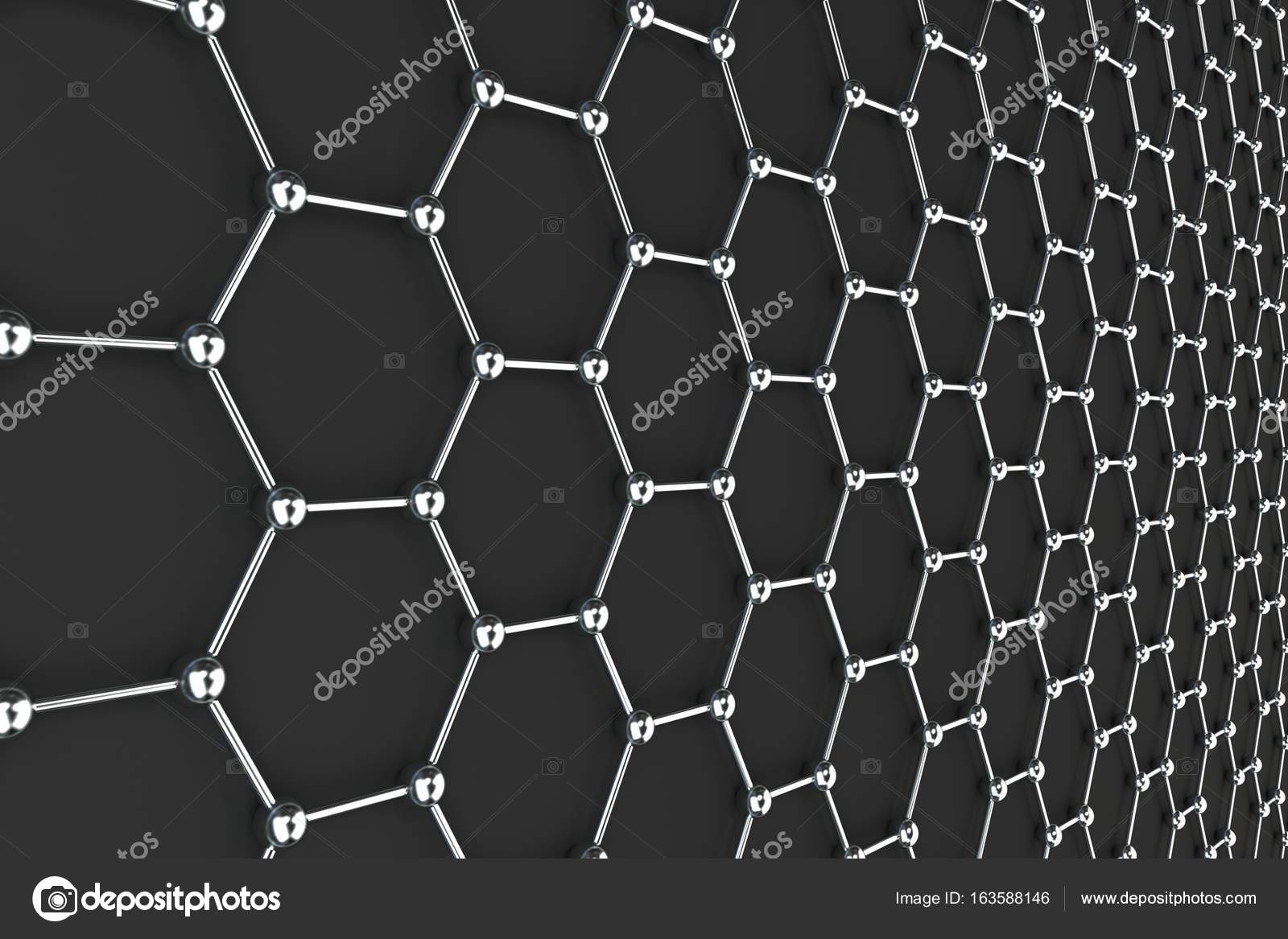 Graphene atomic structure on black background — Stock Photo © eZebolov ...