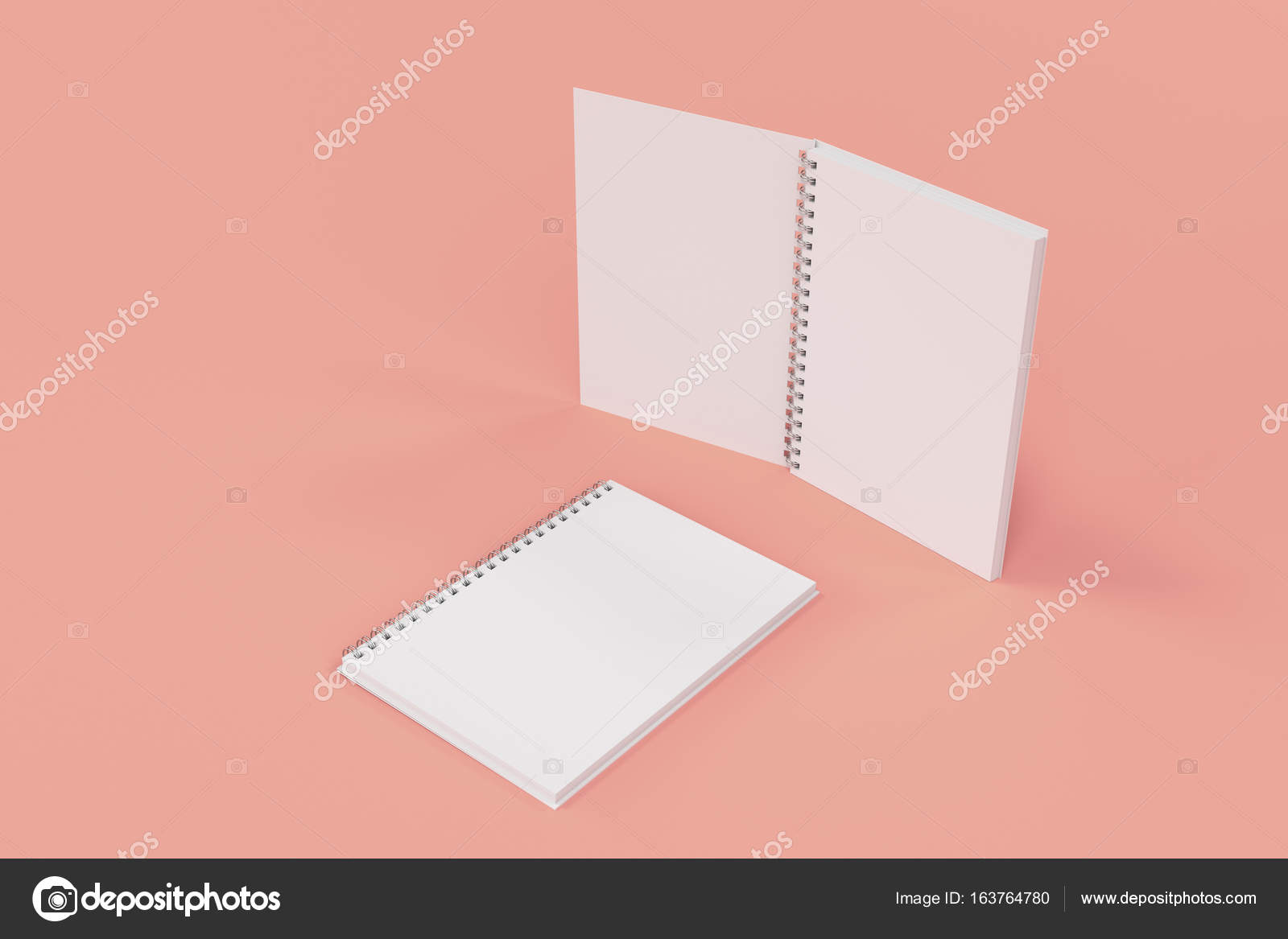 Two notebooks with spiral bound on red background — Stock Photo ...
