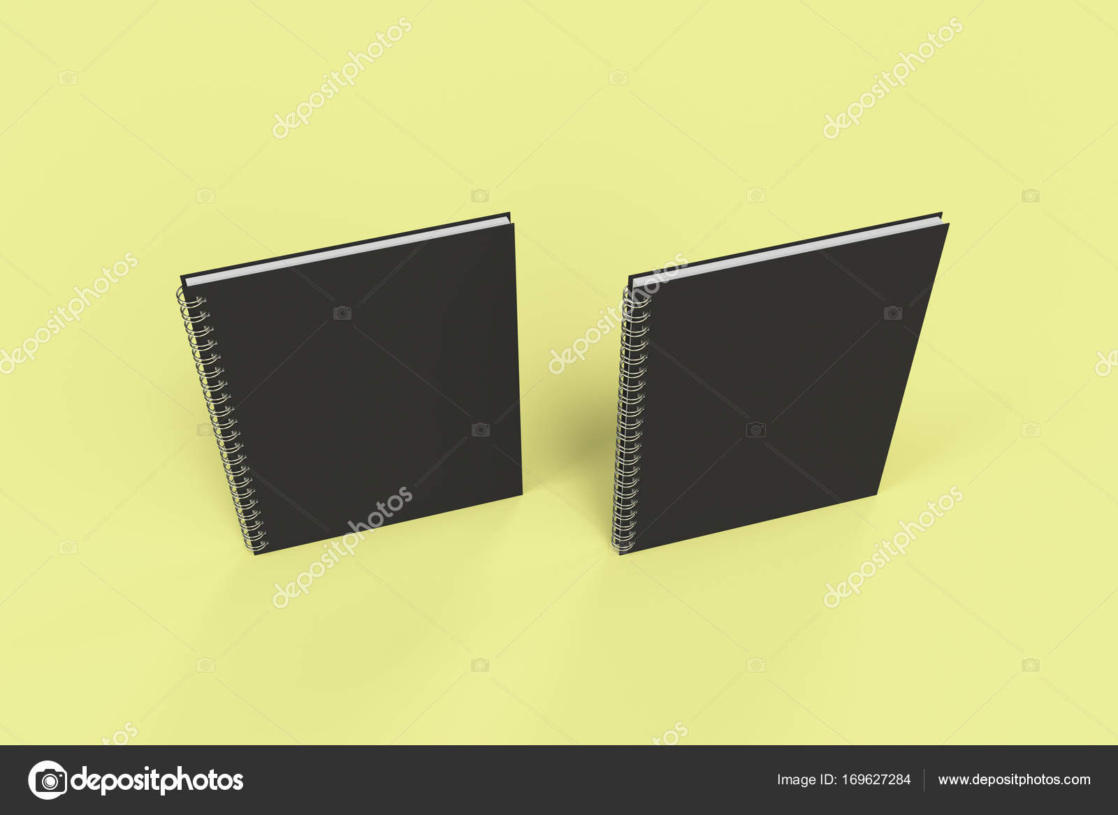 Two notebooks with spiral bound on yellow background — Stock Photo ...