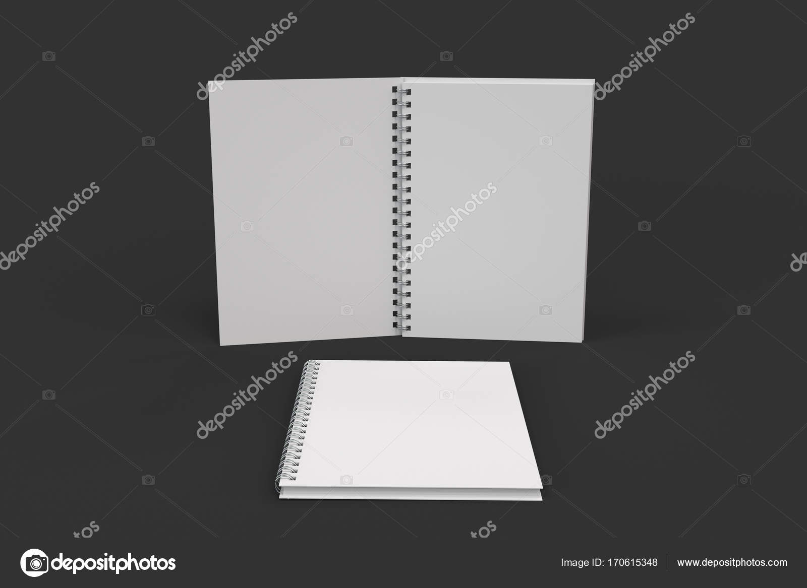 Two notebooks with spiral bound on black background Stock Photo by ...