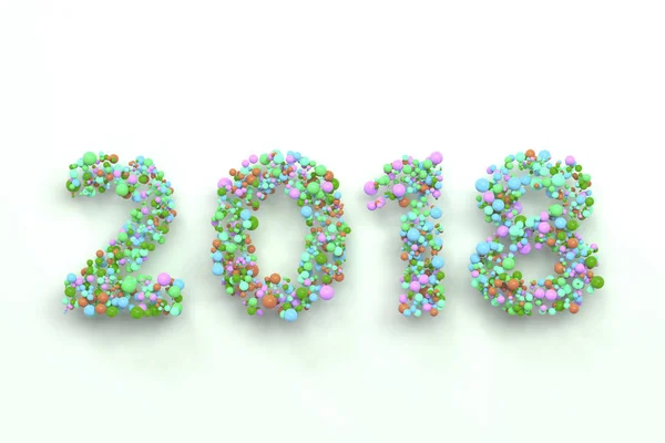 2018 number from colorful balls on white background — Stock Photo ...