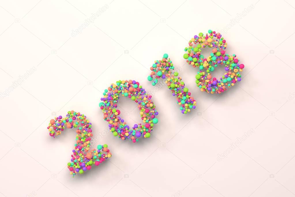 2018 number from colorful balls on white background — Stock Photo ...