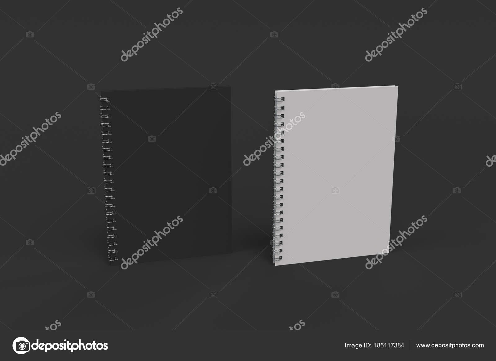 Two notebooks with spiral bound on black background Stock Photo by ...