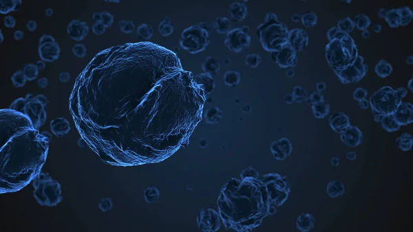 Abstract blue virus cells under microscope - Stock Image - Everypixel