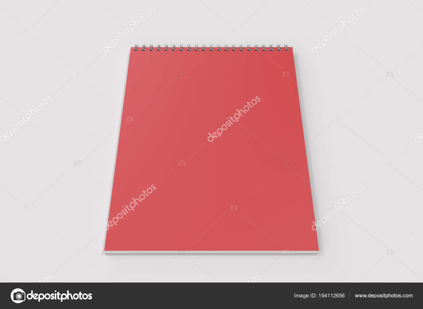 Blank red notebook with metal spiral bound on white background — Stock ...