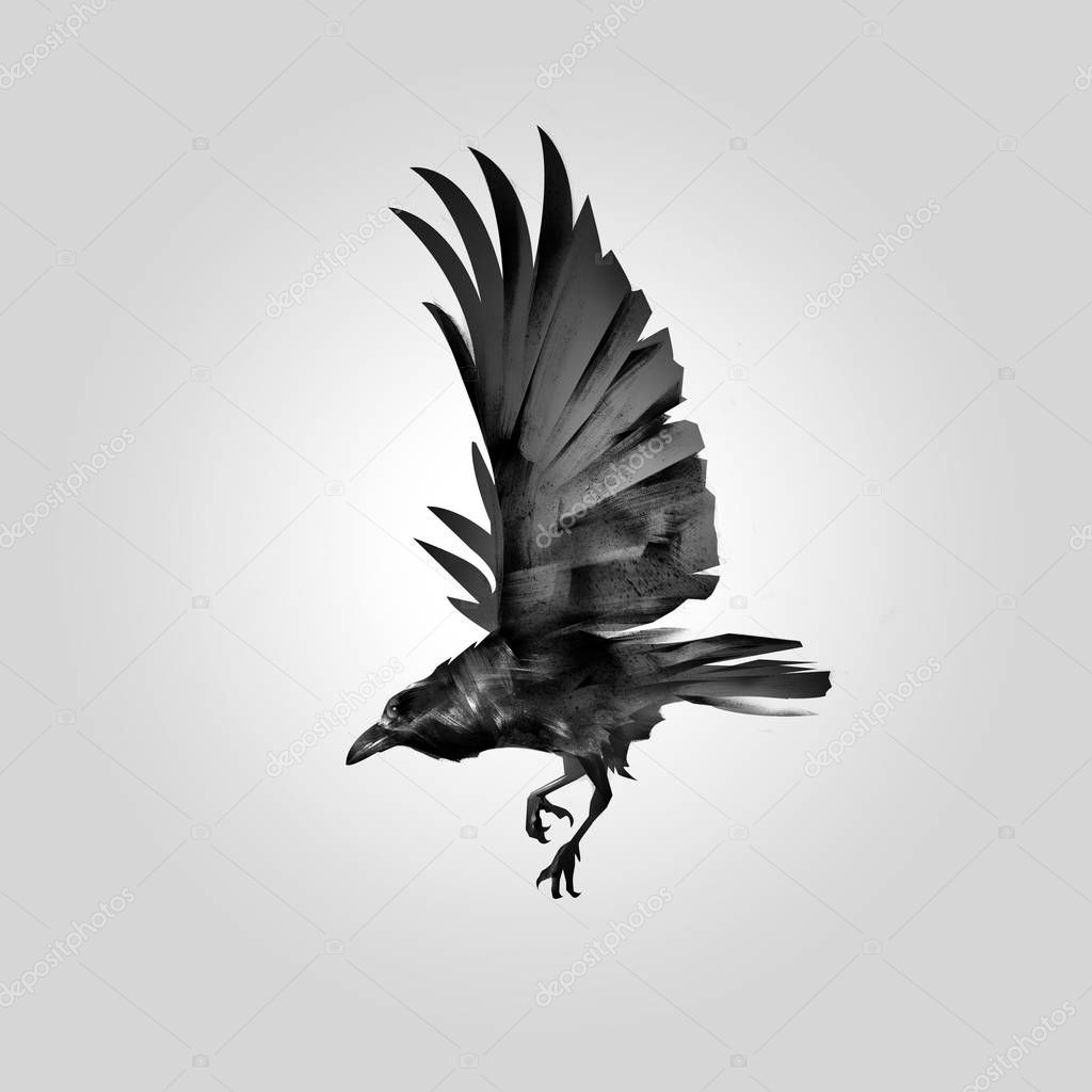 Isolated image flying crow — Stock Photo © khius #129528286