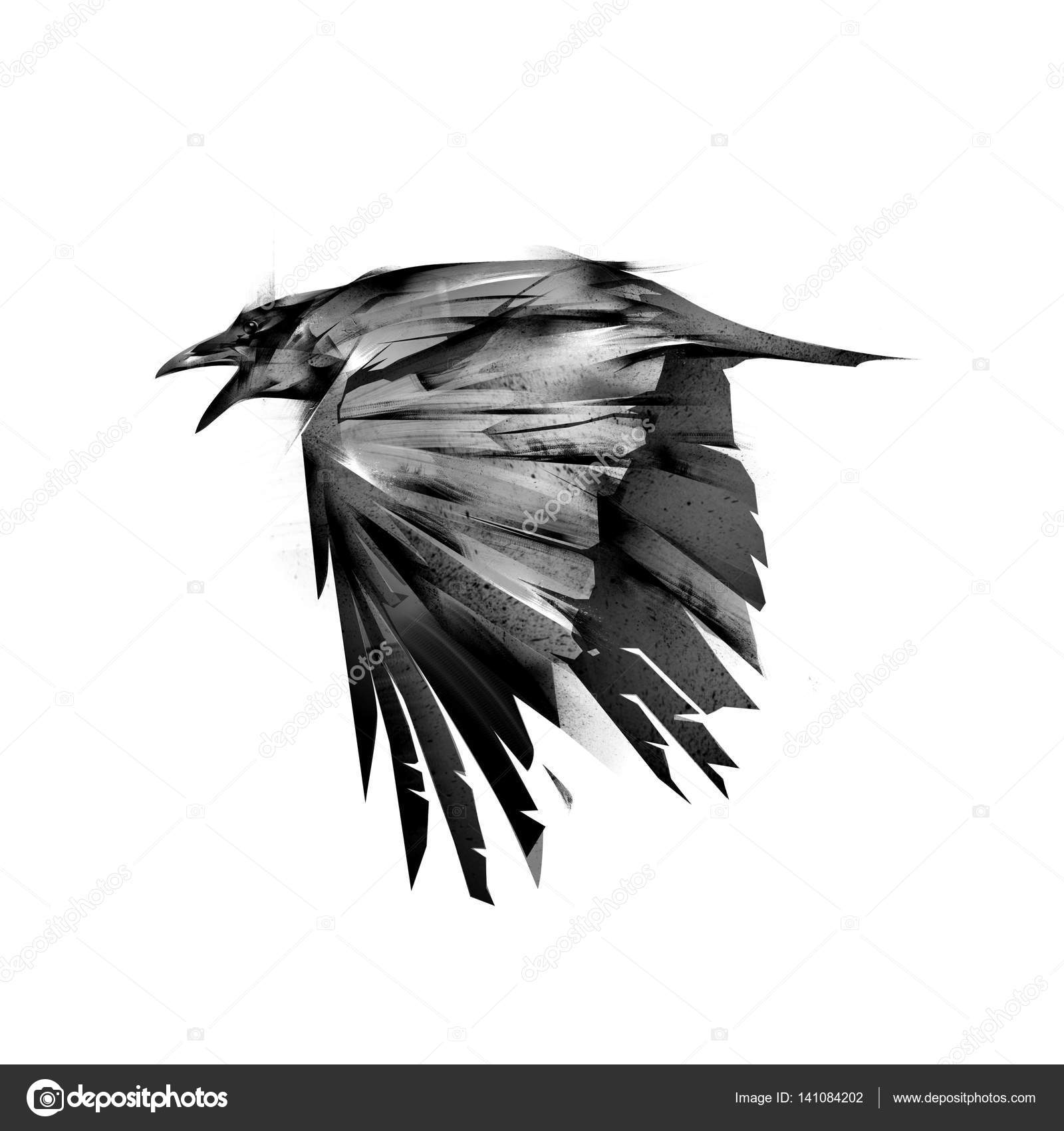 Drawn isolated fly black crows — Stock Photo © khius #141084202 Drawn isolated fly black crows — Stock Photo © khius #141084202