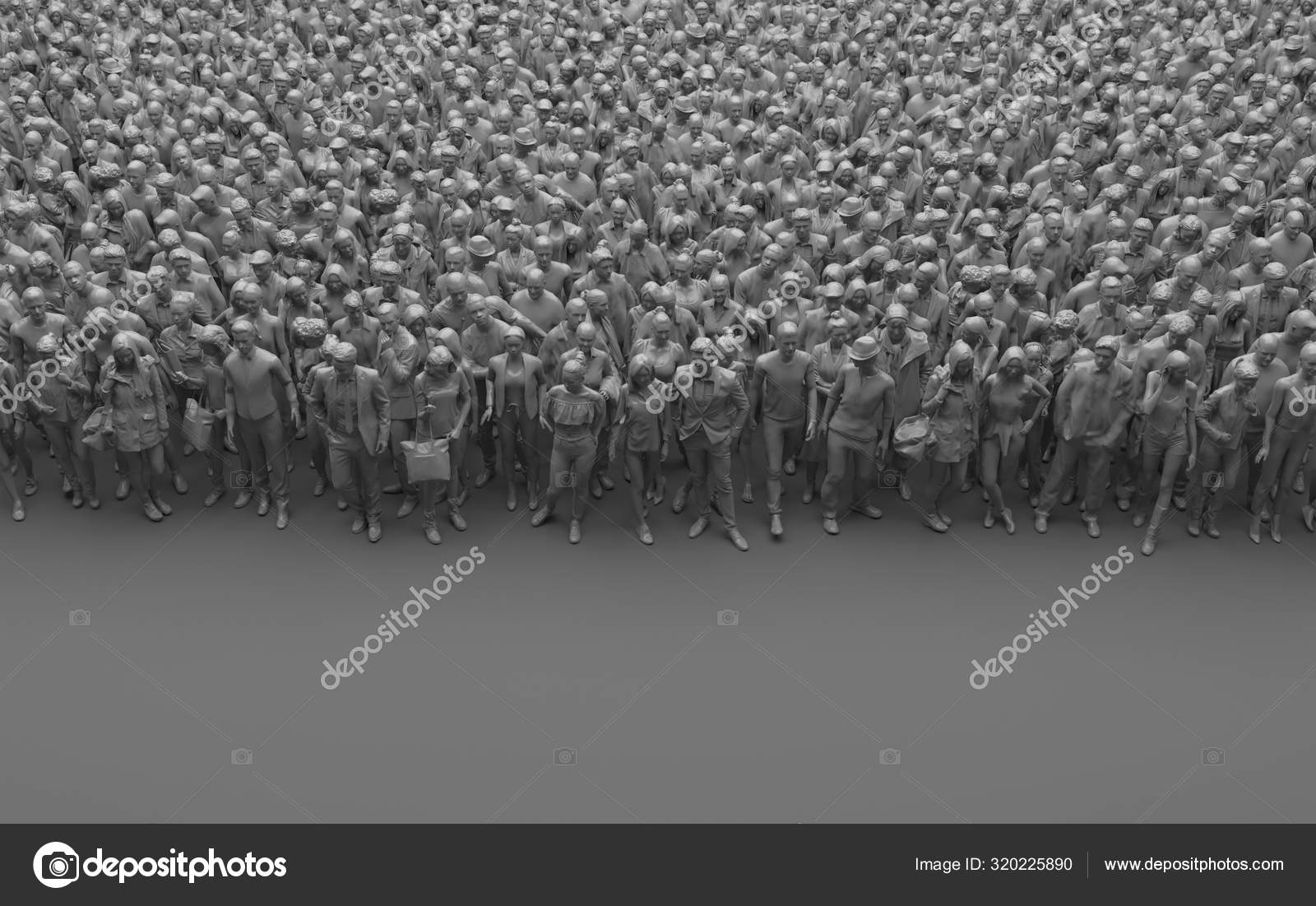 Gray faceless crowd of people on a gray background. Large bleached ...