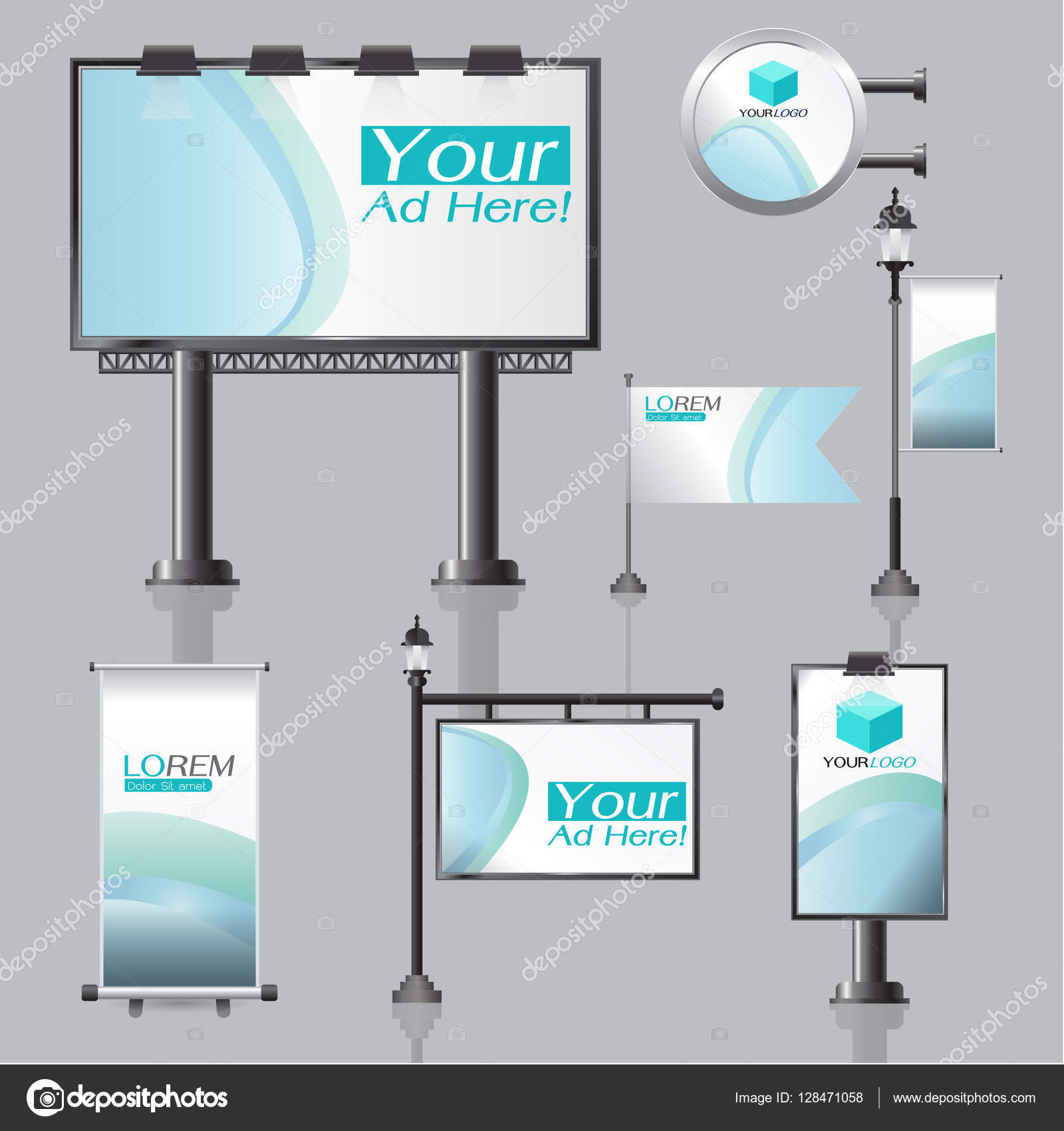 Vector Outdoor advertising design for company with color circles Stock ...