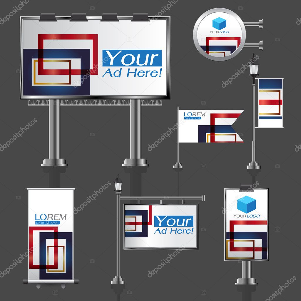 Vector Outdoor advertising design for company with color circles Stock ...